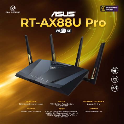 Asus Rt Ax88urt Ax88u Prort Be88u Wireless Router Wifi6 Quad Core 8