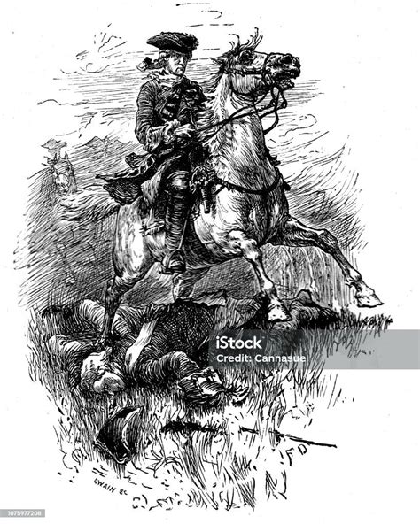 전투 17 18 세기 역사 로열티에서 그의 말에 장착 조지의 빅토리아 흑백 그림 4 명의 조르쥬 1879입니다 18세기에 대한 스톡 벡터 아트 및 기타 이미지 Istock
