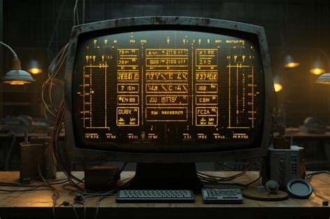 premium photo antediluvian computer terminal displaying symbols 00074 01