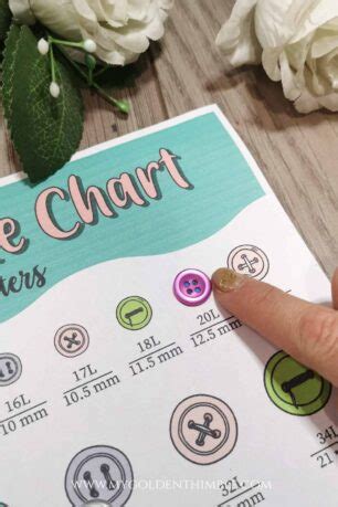 Button Sizes Printable Chart My Golden Thimble