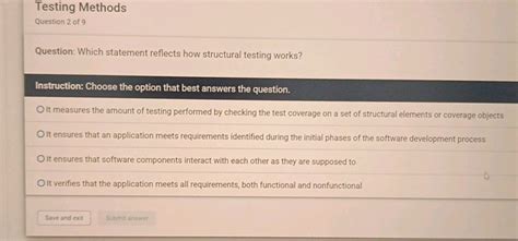 Testing Methods Question 2 Of 9 Question StudyX