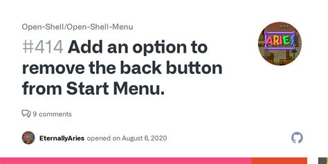 Add An Option To Remove The Back Button From Start Menu · Issue 414 · Open Shellopen Shell