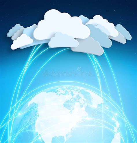Cloud Computing Icon And Global With Graphic Data And Connectivity