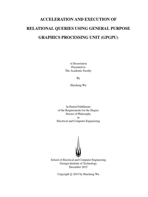Acceleration And Execution Of Relational Queries Using General Purpose