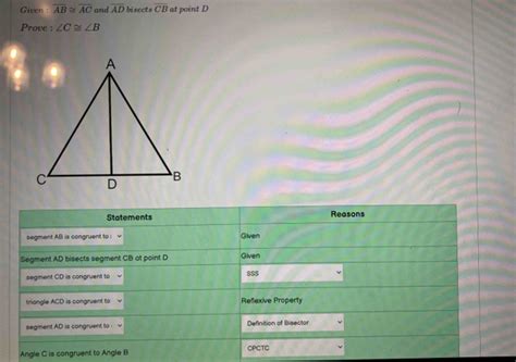 Solved Given Overline Ab≌ Overline Ac And Overline Ad Bisects