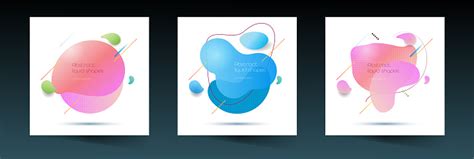 현대 추상적인 벡터 유체 액체 모양 디자인 배너 세트입니다 그림 최소한 평평한 기하학적 그라데이션 색상 배경으로 액체 형태 로고 기치 서식 파일을 위한 현대 벡터 그래픽