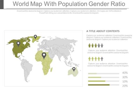 World Map With Population Gender Ratio Powerpoint Slides PowerPoint Slide Clipart Example Of