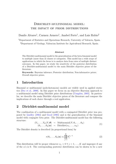 Pdf Dirichlet Multinomial Model The Impact Of Prior Distributions