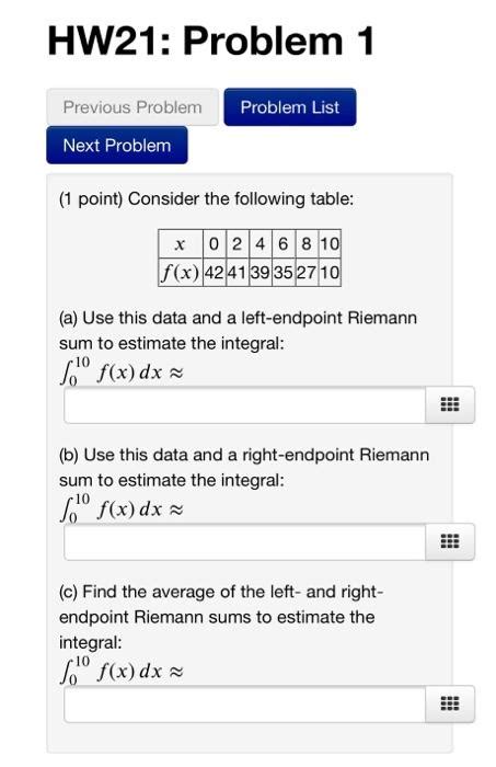 Solved Hw21 Problem 1 Problem List Previous Problem Next