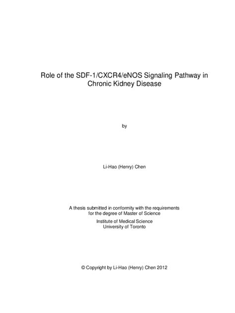 Fillable Online Tspace Library Utoronto Role Of The Sdf 1 Cxcr4 Enos Signaling Pathway