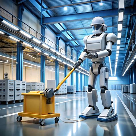 A Robot Working In An Office Environment Managing Tasks And Supporting As Stock Illustration