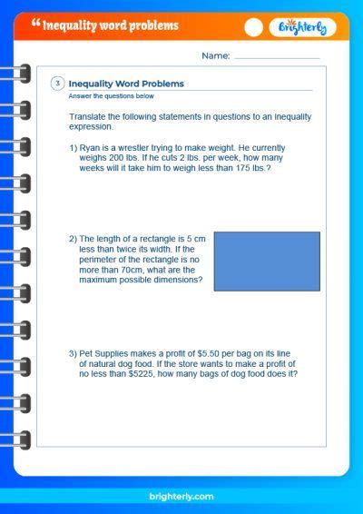 Two Step Inequality Word Problems Worksheets