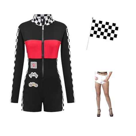 Minvy Halloween Long Sleeved Race Car Driver Costume Women Sexy