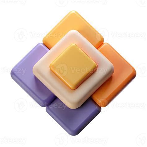 Energetic Beautiful Three Overlapping Squares Symmetrical Arrangement Flat Color Minimal With