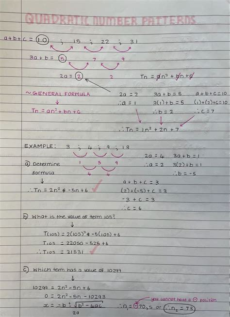 Quadratic Number Patterns Explained Math