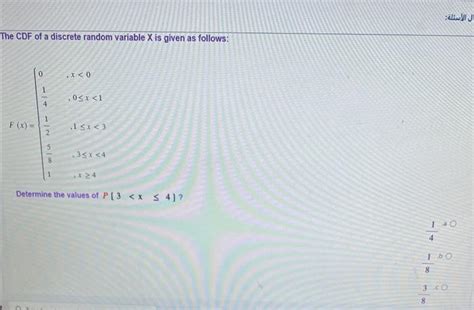 solved the cdf of a discrete random variable x is given as