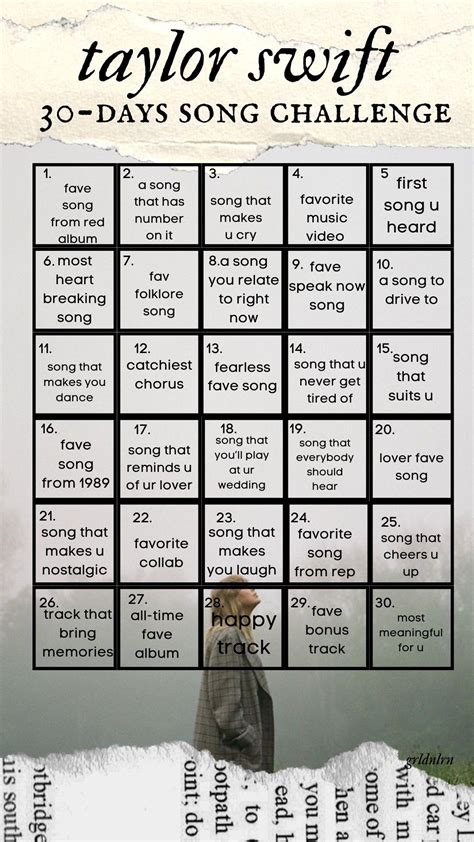 taylor swift 30 days song challenge artofit