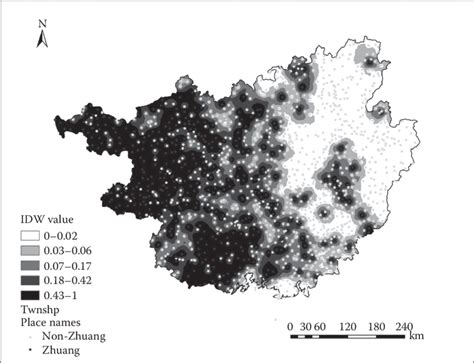 7 Spatial Interpolation Of Zhuang Place Names In Guangxi By The Idw