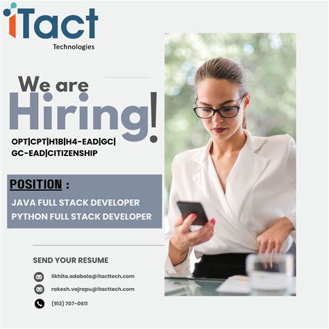 Itact Tech On Linkedin Hiring Jobopening Javadeveloper Fullstackdeveloper Pythondeveloper