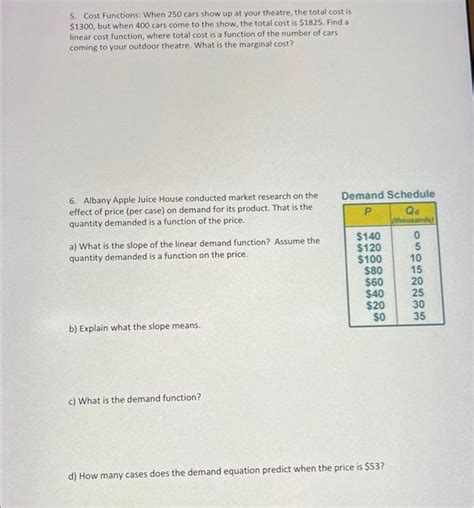 Solved 1 The Following Table Represents A Linear Function