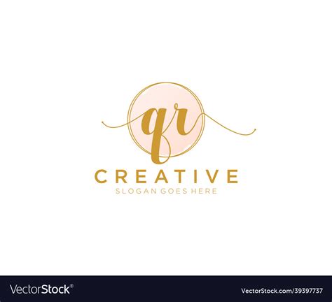 Initial Qr Feminine Logo Beauty Monogram Vector Image