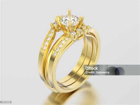 3d 그림 노란색 골드 두 정강이 장식 다이아몬드 반지 0명에 대한 스톡 사진 및 기타 이미지 0명 굴절 금 금속 Istock