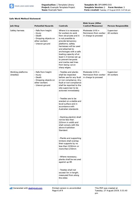 Cladding Safe Work Method Statement Free Cladding Swms