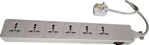Wonpro Wes4 D105 Universal Power Strip 6 Outlet Surge Protector 110v 220v 250v