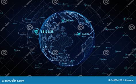 Shield Icon On Secure Global Network Technology Network And Cyber Security Concept Protection