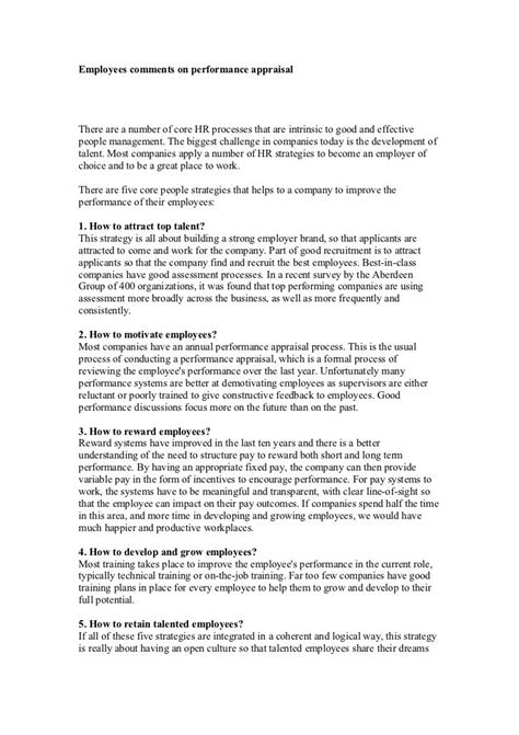 What To Write Under Employee Comments Performance Review Design Talk
