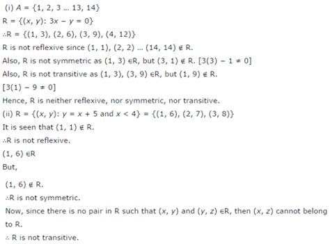 Determine Whether Each Of The Following Relations Are Reflexive
