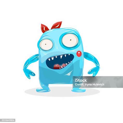 손으로 그린 만화 블루 재미 있은 아기 괴물의 벡터 일러스트 레이 션 공포 무서움에 대한 스톡 벡터 아트 및 기타 이미지 공포 무서움 귀여운 기이함 Istock