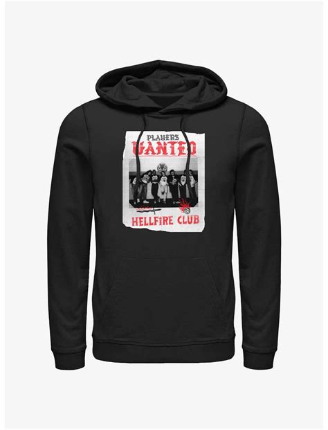 Stranger Things Hellfire Club Players Wanted Poster Hoodie Black