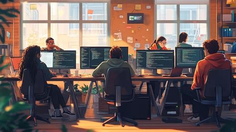 A Diverse Group Of Software Developers Coding On Multiple Screens With