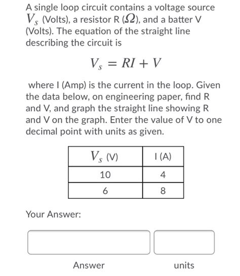 Solved A Single Loop Circuit Contains A Voltage Source Vs