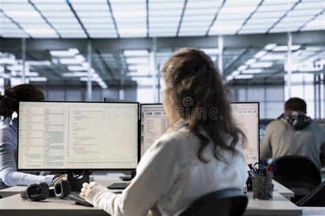 Technician In Server Farm Ensuring Valuable Data Remains Shielded Stock Image Image Of