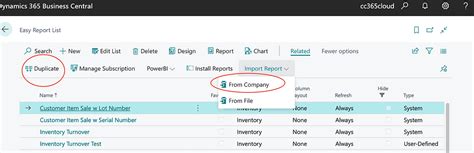 Duplicate Report Business Central
