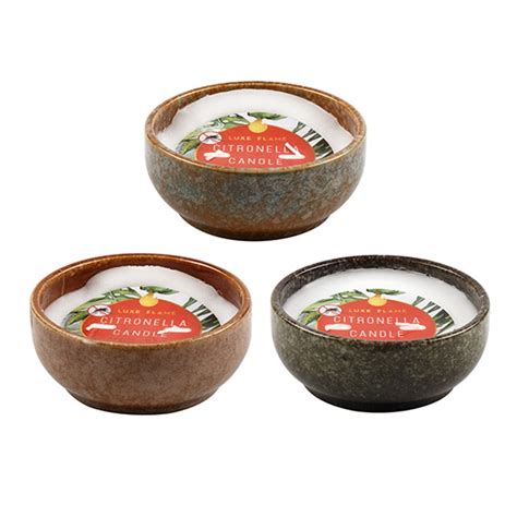 67161 Candle Citronella In Ceramic 13cm 3 Asst 10hrs Dats