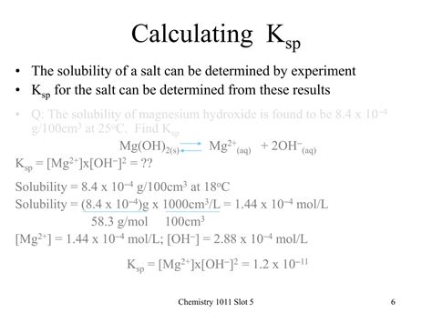 Solubility And Solubility Product Examples Ppt
