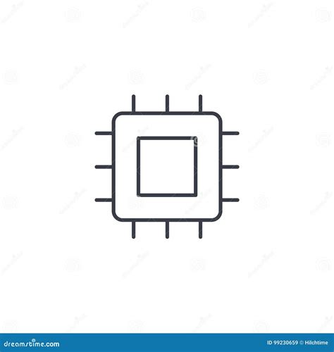 Processor Linear Icon Core Thin Line Illustration Chip Chipset Vector Isolated Outline