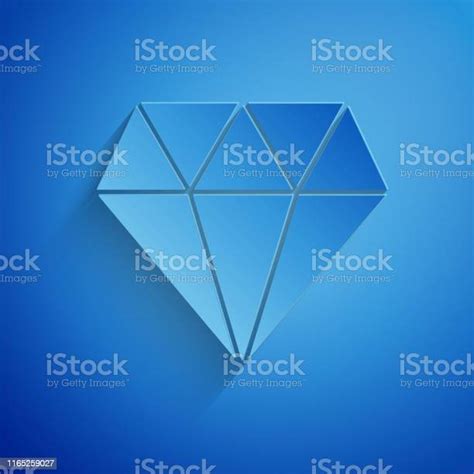 파란색 배경에 격리 된 종이 컷 다이아몬드 아이콘 보석 기호입니다 보석 돌 종이 아트 스타일입니다 벡터 일러스트레이션 0명에 대한 스톡 벡터 아트 및 기타 이미지 Istock