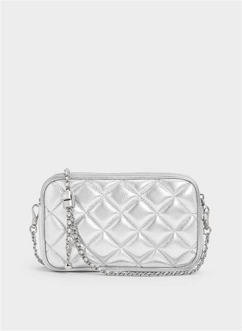 Silver Mini Apfra Quilted Crossbody Bag Charles And Keith Ph