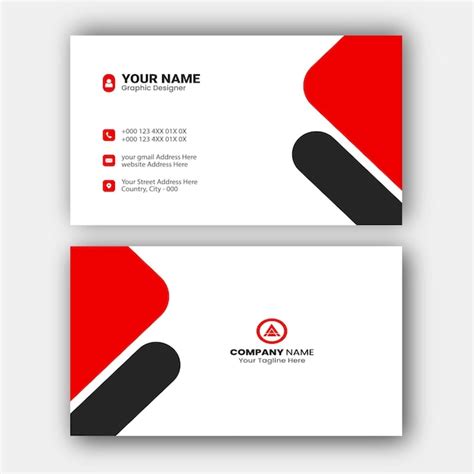 빨간색과 흰색 다채로운 전문 명함 프리미엄 벡터