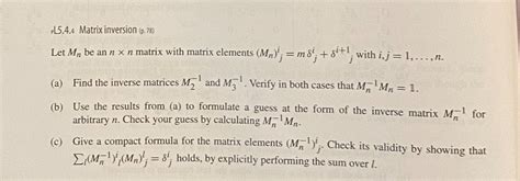 Solved Matrix Inversion P Let Mn Be An Nn Chegg Com