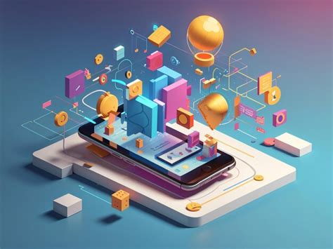 Premium Photo 3d Mobile Application Development Concept Floating Phone