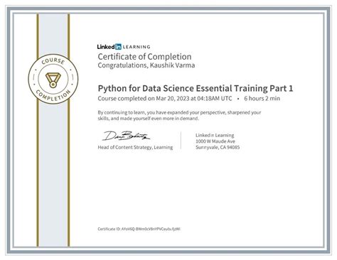 Kaushik Varma On Linkedin I Recently Completed The Python For Data Science Essential Training