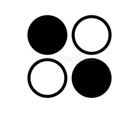 Circle Shape And Outline Stroke Collection Symbol Black Element Vector Stock Vector