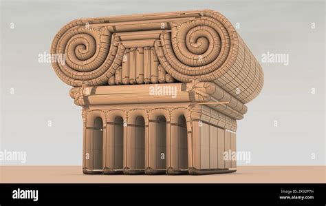 Modern 3d Illustration Of Architectural Structure Based On Archaic And Classical Greek Ionic And