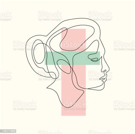 여자는 한 줄 스타일에 직면합니다 손 그리기 개념 추상적인 기하학적 인물 배경 한 라인 아트 벡터 일러스트 디자인 가리기에 대한