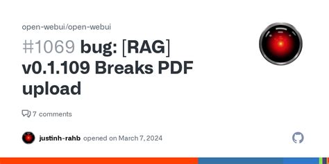 Bug RAG V0 1 109 Breaks PDF Upload Issue 1069 Open Webui Open